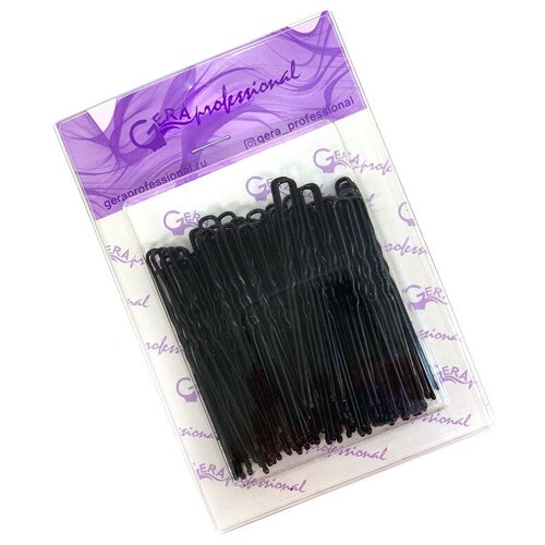 Gera Professional, Шпильки для волос, 6,8см, черные, металл