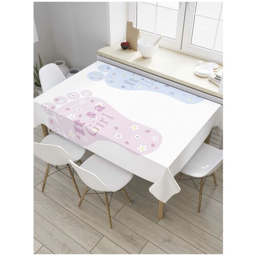 Скатерть прямоугольная JoyArty на кухонный стол "Пяточки новорожденных" из оксфорда, 180x145 см