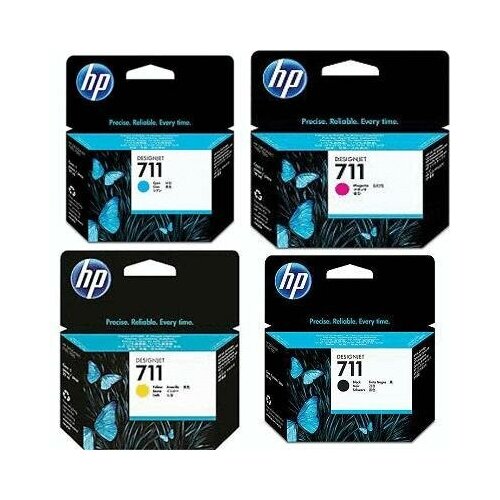 HP Картриджи комплектом HP T120-T520-INK-PACK 711-Pack полный набор 4 шт. MultiPack [выгода 2%] 167 мл