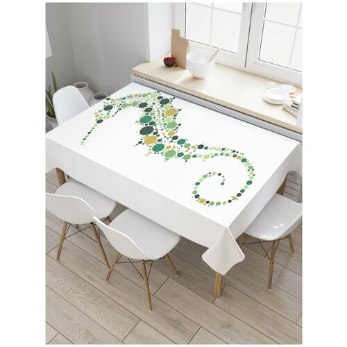 Скатерть прямоугольная JoyArty на кухонный стол "Морской конек в горошек" из оксфорда, 180x145 см