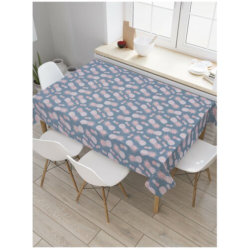 Скатерть прямоугольная JoyArty на кухонный стол "Ананасовый бум" из оксфорда, 120x145 см