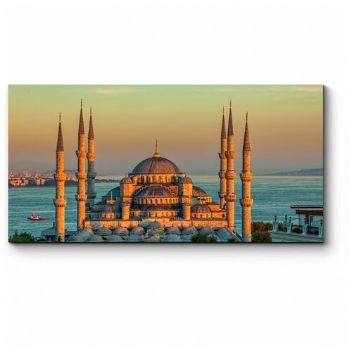 Модульная картина Голубая мечеть в закатных лучах, Стамбул 60x30