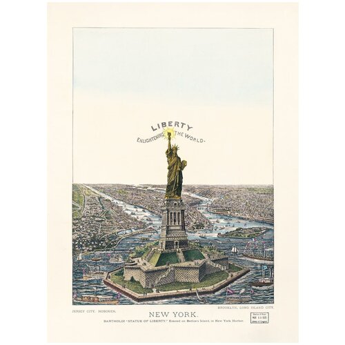 Постер / Плакат / Картина Вид на статую Свободы 40х50 см в подарочном тубусе
