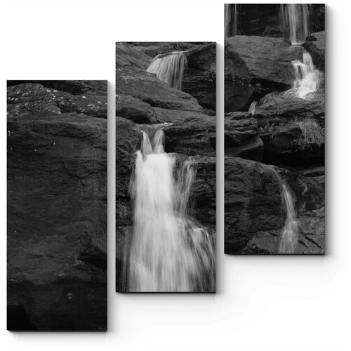 Модульная картина Черный камень, белая вода110x117