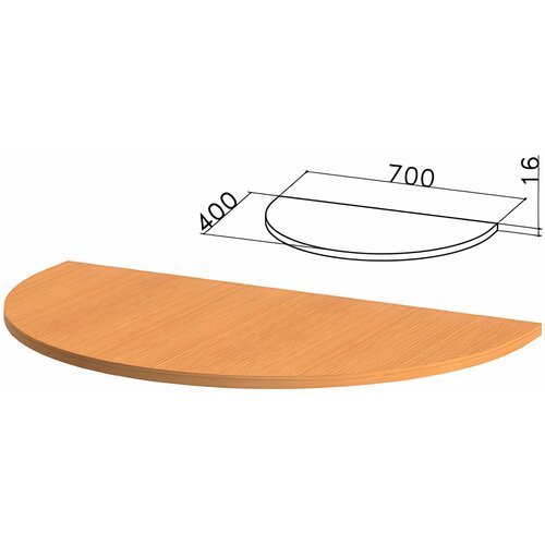 Стол приставной полукруг "Фея", 700х400х750 мм, без опоры, орех милан, ПФ10.5 - 1 шт.