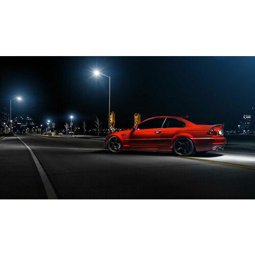 Картина на холсте 60x110 Альянс Лес "BMW фонари M3 E46 red" на подрамнике / интерьер/ декор