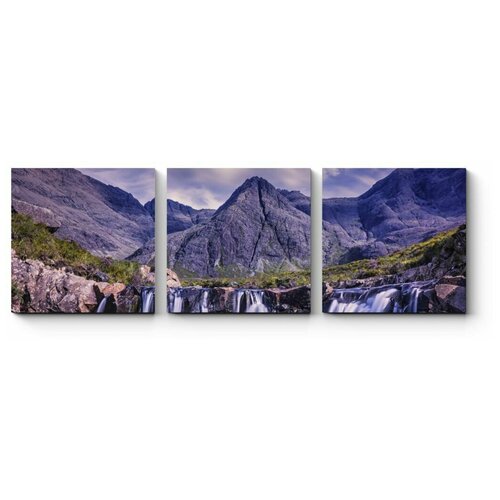 Модульная картина Водопады в горах 130x43