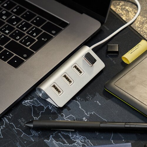 Разветвитель REXANT 4 USB-port серебристый