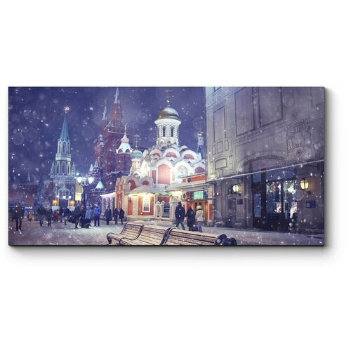 Модульная картина Зимний вечер в столице, Москва 50x25