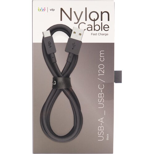 Кабель vlp Nylon Cable USB - USB Type-C, 1.2 м, черный