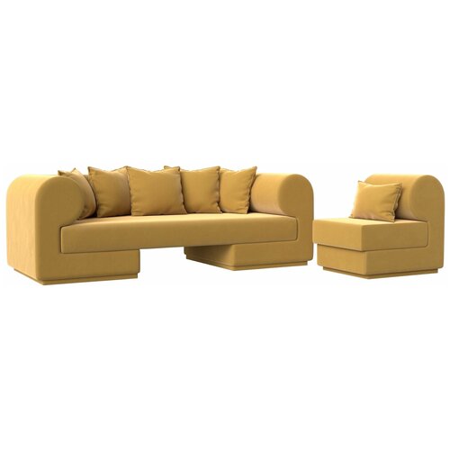 Набор Лига Диванов Кипр-2 (диван, кресло) Микровельвет Желтый