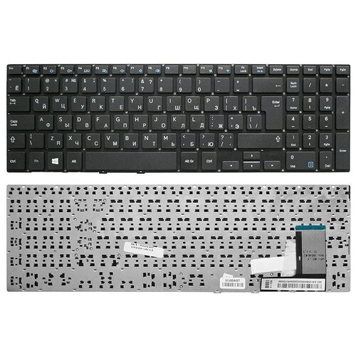 Клавиатура для ноутбука Samsung NP370R5E, NP450R5V, NP470R5E Series. Г-образный Enter. Черная, без рамки. PN: BA75-04478C.