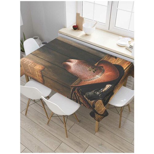 Скатерть прямоугольная JoyArty на кухонный стол "Оружие и шляпа" из оксфорда, 180x145 см