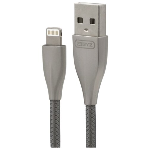 USB-кабель BYZ BC-017i AM-8pin (Lightning) 1.2 метра, 2.4A, пластик, тёмно-серый
