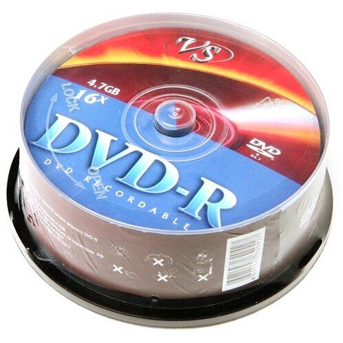 VS Диск DVD-R VS 4.7Gb 16x Cake Box, 25шт