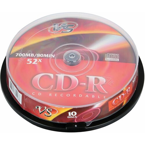 Компакт-диск VS CD-R, 700 мб, 52x, 10 шт, Cake Box, CDRCB1001 (VSCDRCB1001)