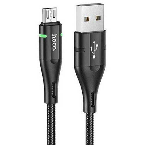 Кабель Hoco U93, USB - microUSB, 2.4 А, 1.2 м, индикатор, черный