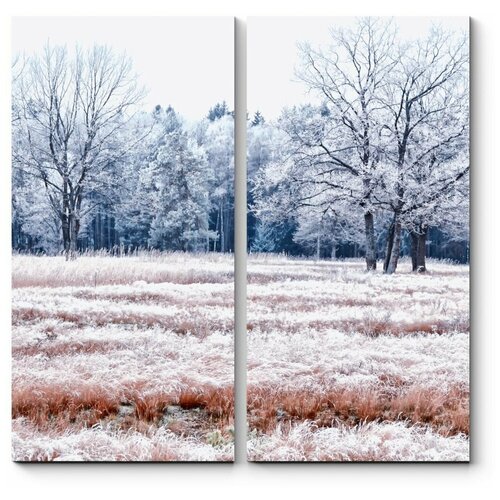 Модульная картина Зимний снежный лес70x70