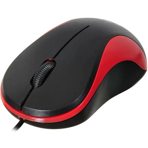Мышь Oklick, мышь оптическая, мышь проводная, USB, мышь 1200 dpi, мышь черного и красного цветов