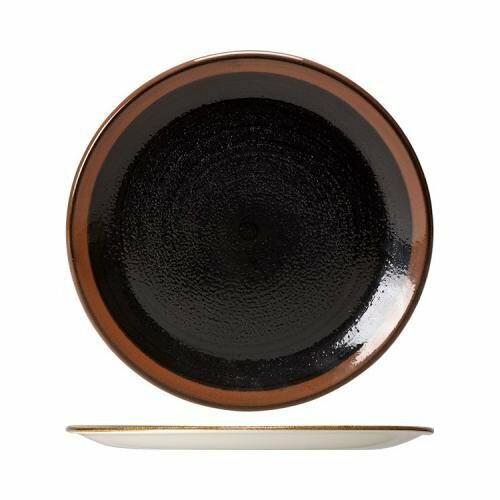 Тарелка мелкая "Кото", фарфор, диаметр 150, высота 13мм, черный, коричнев.