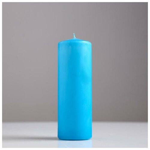 Дарим Красиво Свеча - цилиндр, 5х15 см, голубая лакированная, 14 ч