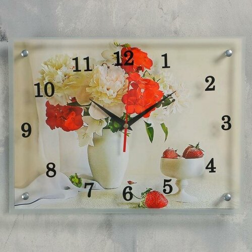Сюжет Часы-картина настенные, серия: Цветы, "Цветы в вазе", 30х40 см