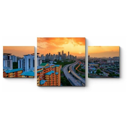 Модульная картина Пылающий закат над Куала-Лумпур190x81