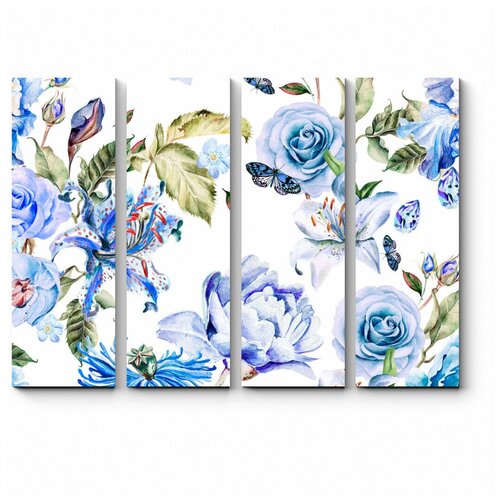 Модульная картина Голубые цветы 110x83