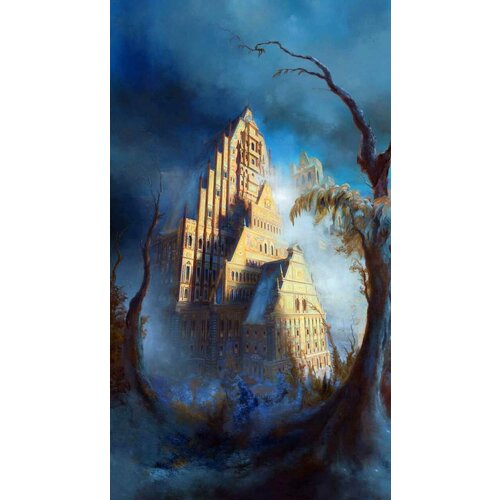 Картина на холсте 60x110 LinxOne "Храм, замок, здание, деревья, вертикальный" интерьерная для дома / на стену / на кухню / с подрамником