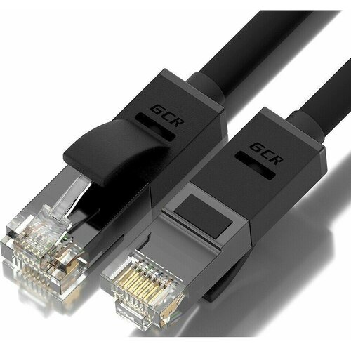 Кабель LAN для подключения интернета GCR cat5e RJ45 UTP 6м патч-корд patch cord шнур провод для роутер smart TV ПК черный литой