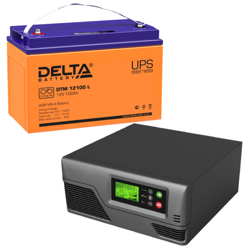Интерактивный ИБП Ecovolt SMART 1012 в комплекте с аккумулятором Delta DTM 12100 L 12V 1000Вт/100А*ч
