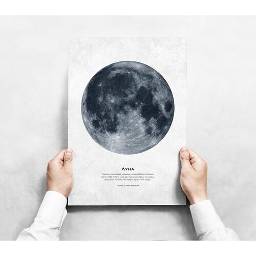 Плакат "Луна" / Интерьерный постер формата А4 (21х30 см) c черной рамкой