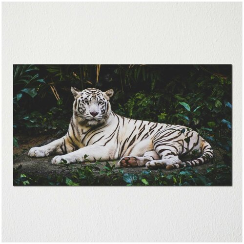 Картина на Дереве - "Белый тигр", размер 70х40 см