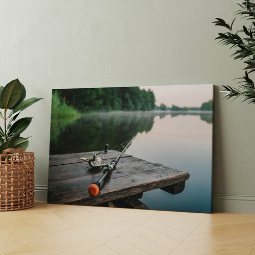 Картина на холсте (рыбалку спиннинг удочка) 40x60 см/для интерьера/в комнату/на стену/в подарок