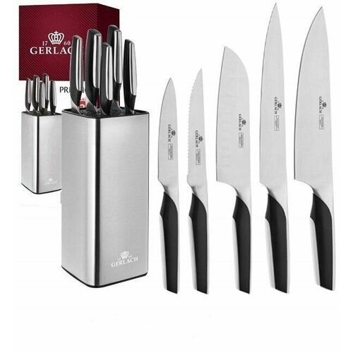 Набор ножей в стальном блоке Gerlach Prestige AB10629515105, 5 шт.