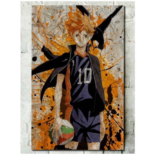 Картина интерьерная на рельефной доске аниме Волейбол (Haikyuu, Хината, Акаши, Бокуто) - 8124 В