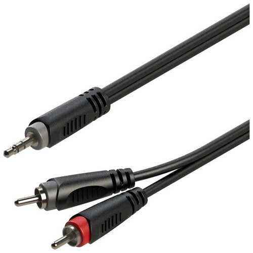 Аудио-кабель 1.5 метра Roxtone RAYC150/1.5, 1xMini-Jack 3.5 мм - 2xRCA тюльпан, провод для aux