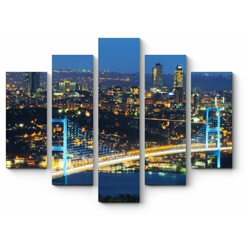 Модульная картина Город не спит, ночной Стамбул85x68