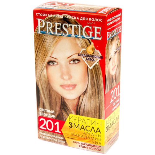 VIP's Prestige Бриллиантовый блеск стойкая крем-краска для волос, 201 - светлый блонд, 115 мл