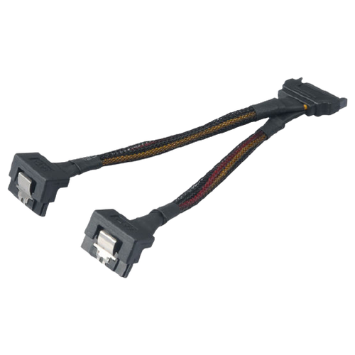 Кабель Akasa SATA - 2x SATA (AK-CBPW15-15BK), 0.15 м, черный