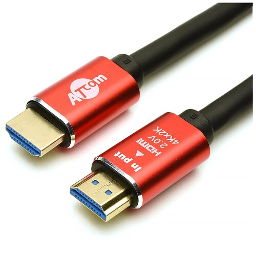 Кабель HDMI 5 m (Red/Gold, в пакете) VER 2.0 ATcom HDMI 2.0 (m) - HDMI 2.0 (m) 5 м (AT5943)