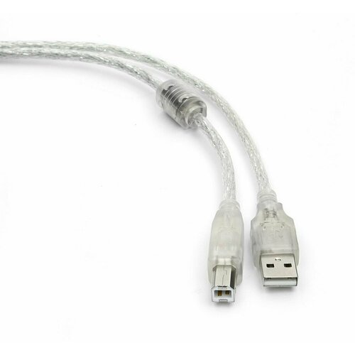 Набор из 3 штук Кабель USB 2.0 Pro Cablexpert CCF-USB2-AMBM-TR-6, AM/BM, 1,8 м, экран, ферритовое кольцо, прозрачный