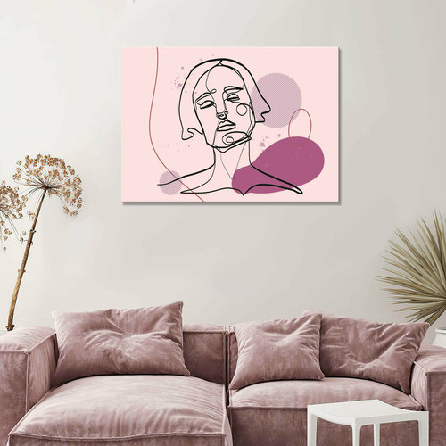 Картина/Картина на холсте/Картина на холсте для интерьера/ Картина на стену/ Картина в подарок для дома/ - Интересная девушка на розовом фоне 30х40
