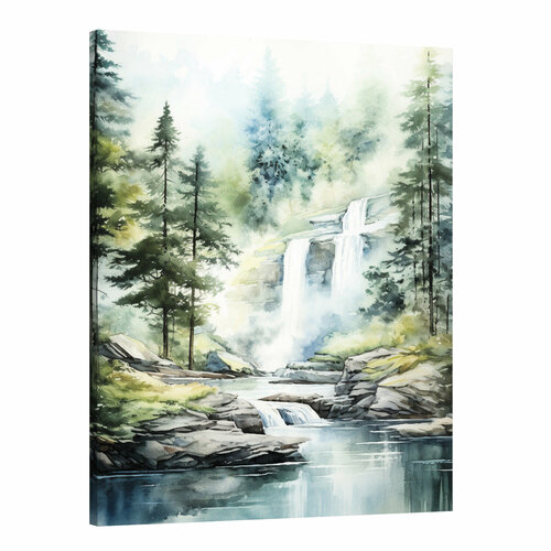 Интерьерная картина 50х70 "Пейзаж с водопадом"