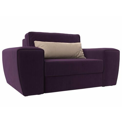 Кресло Лига Диванов Лига-008 (велюр) Фиолетовый/Бежевая подушка