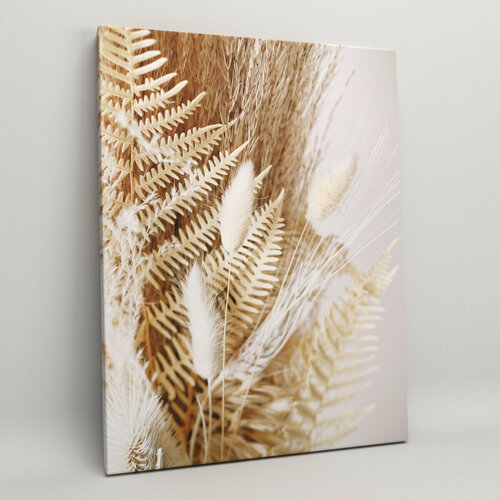 Картина на холсте (интерьерный постер) "Букет сухоцветов", с деревянным подрамником, размер 45x60 см