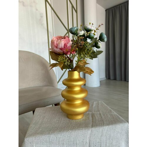 Кашпо, органайзер, ваза "Волна" золото 20 см