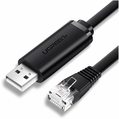 Кабель UGREEN CM204 (60813) USB-A to RJ45 Console Cable (3 метра) чёрный