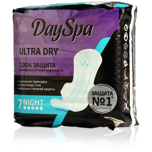 Day Spa прокладки Ultra Dry Night, 5 капель, 7 шт.