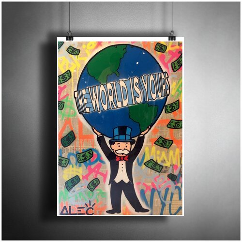 Постер плакат для интерьера "Монополия. Деньги" Alec Monopoly / Декор дома, офиса. A3 (297 x 420 мм)